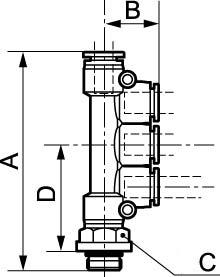 Parallel male three-port manifold - RPN MG